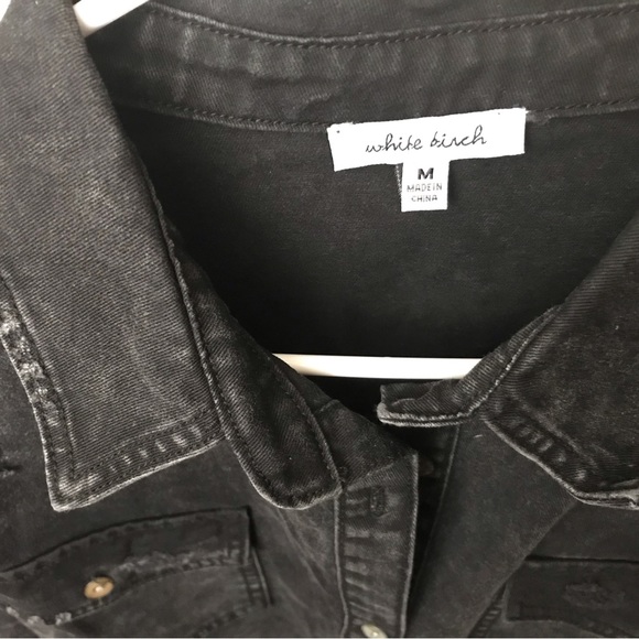 white birch | Tops | White Birch Black Washed Denim Shirt Shacket ...